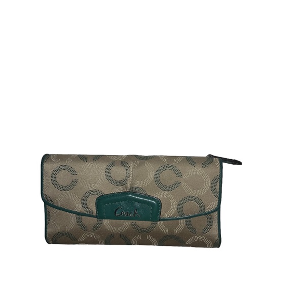 Coach | Bags | Coach Ashley Khaki Green Dotted Signature C Op Art ...